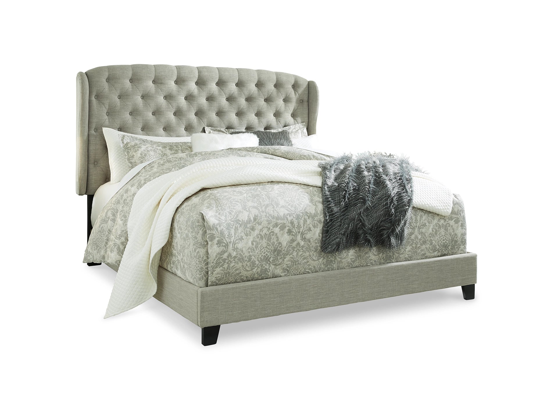 Jerary Queen Upholstered Bed with Tufted Headboard and Shelter Wing